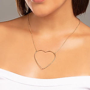 Rommanel Elegant 18K Gold Plated Heart Necklace for Women, Lightweight Maxi Pendant, 50cm Adjustable Chain