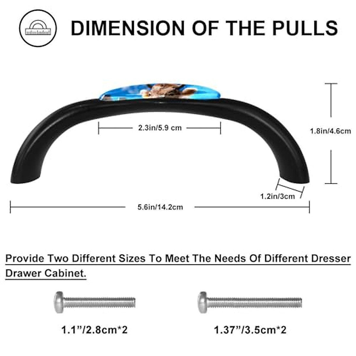 4 Pack Cabinet Pulls Handles Cabinet Hardware for Kitchen and Bathroom Cabinets, Drawer Pull, Cow Animal Livestock Fence Wooden