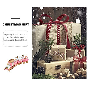 NUOBESTY Christmas Wooden Trains Christmas Decorations 4 Sections of Christmas Train Children's Holiday Birthday, Mini