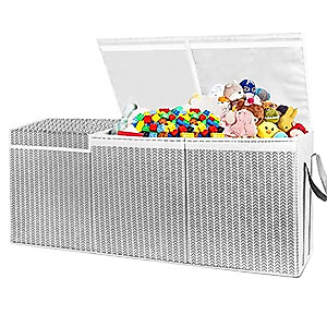PELEYWCO Extra Large Toy Box For Girls with Divider Boards，Extended Handles, 3 Independent Lids and Longer Magic Tapes,the 147L large toy chest for boys and girl 40.6 * 13.4 * 16.5inch
