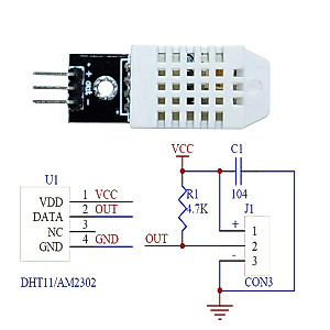DaFuRui 2Pack DHT22/AM2302 Digital Temperature and Humidity Sensor Module Temp Humidity Monitor with Cable Compatible for Arduino