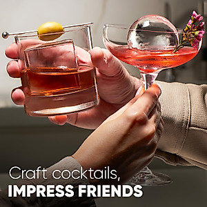 Berlinzo 4 Large Clear Ice Cube Maker Combo 2+2 Crystal Clear Ice Cubes & Balls, Clear Ice Ball Maker, Pure Round Ice Cubes for Whiskey Cocktail - Sphere Ice Cube Molds Whiskey - Improved Molds 2024