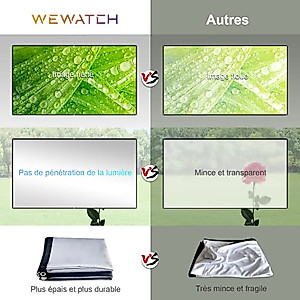 WEWATCH Light Rejecting Projector Screen, 120 inch Optical Layer Material Silver Gray Projection Movies Screen 16:9 HD Foldable Anti-Crease Portable for Home Theater Outdoor Indoor