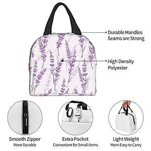 Carati Lavender Floral Purple Lunch Bag, Waterproof, Reusable, Durable