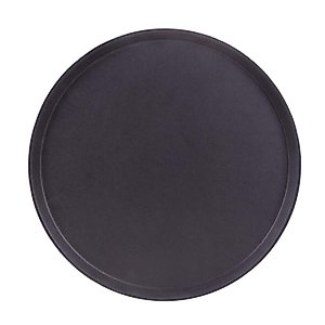 Round Black Plastic Serving Tray with No-Slip Rubber Safety Lining | Commercial Restaurant & Diner Quality Food, Coffee, & Drink Waiter Carrying Tray | 11", 14", 18" (18-inch)