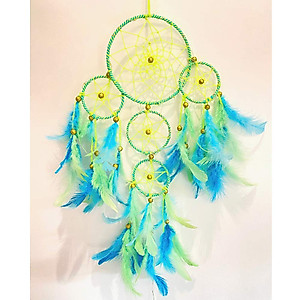 Rooh Dream Catcher ~ Neon 4 Tier with Pretty Lights ~ Handmade Hangings for Positivity (Can be Used as Home Décor Accents, Wall Hangings, Garden, Car, Outdoor, Bedroom, Windchime)
