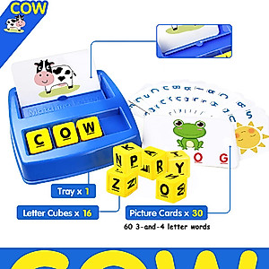 Educational Toys, Alphabet Learning Toys Flash Card Game for Toddlers 3 4 5 Year Old Preschool Matching Letter Spelling Reading Games for Kids 3-8 Years Old Boys