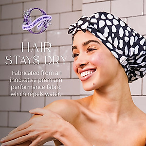 GRACE & COMPANY Luxury Shower Cap For Women - 100% Waterproof, Reusable, Washable & Breathable Shower Caps - Casablanca