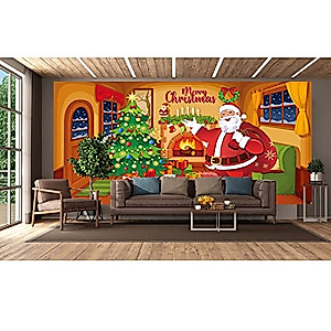 Christmas Santa Claus Garage Door Decoration Extra Large Outdoor Xmas Holiday Garage Door Banner Cover Decoration Xmas Outdoor Holiday Background Sign 6x13ft