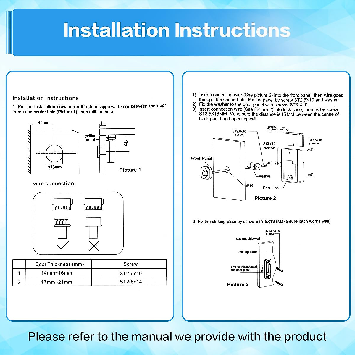 Fingerprint Lock for Cabinet,Smart Biometric Drawer Lock with USB Key,Keyless Hidden File Cabinet Wardrobe Lock, Finger Print Locks for Cabinet,Drawer,Wooden Furniture