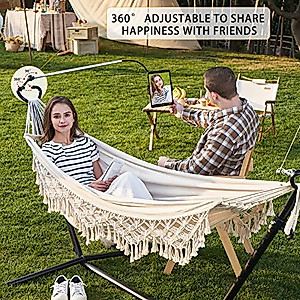 Leize Double Hammock with Stand Portable Hammock Stand Heavy Duty Steel Outdoor Patio Yard Beach Indoor with Carrying Case