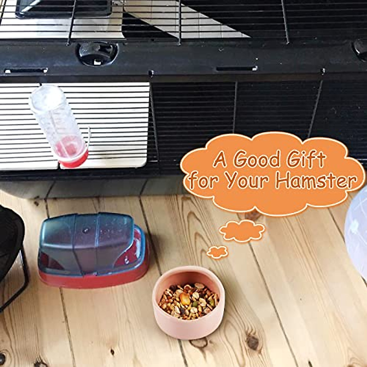 Fitlyiee Ceramic Chew-Resistant Hamster Bowl Dish for Hamsters Hedgehog Guinea Pig and More Small Animals (Pink)