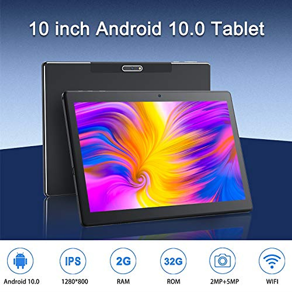 Winsing Android Tablet 10 Inch with 32GB Storage, 1280x800 IPS Touchscreen, Long Battery Life, Support Microsoft Office Software, Wi-Fi, Bluetooth 4.2, Black