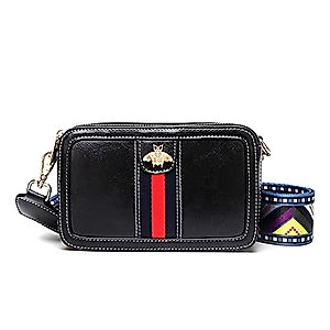 UEOE Crossbody Bags for Women,PU Leather Crossbody Purses for Women,Shoulder Bag Retro Classic Purse Clutch Shoulder Tote HandBag (BLACK)