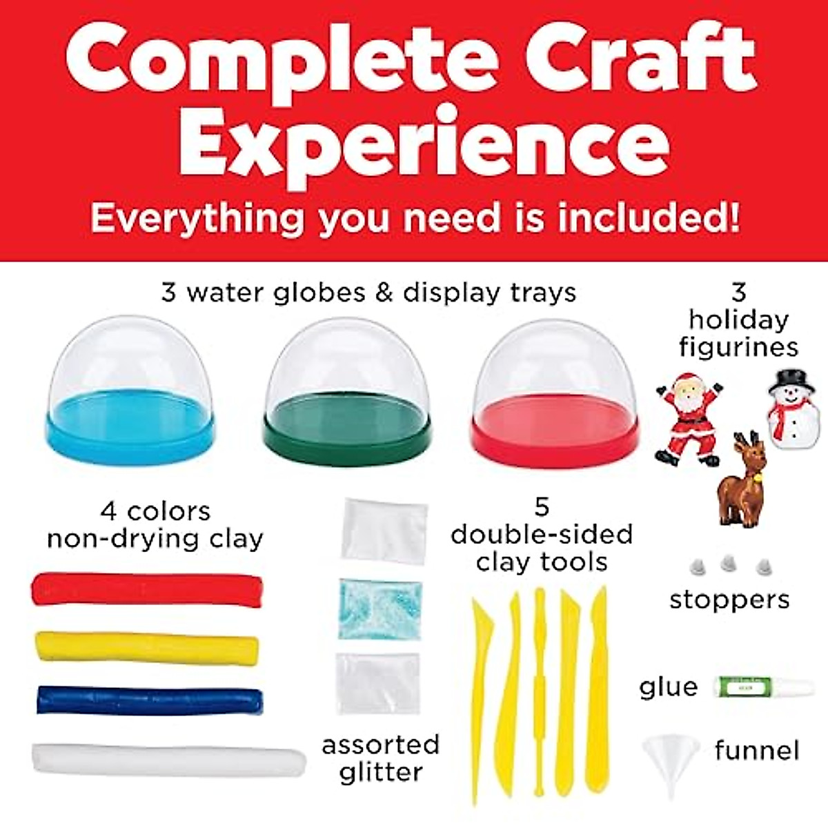 Creativity for Kids Make Your Own Holiday Snow Globes - Holiday Crafts for Kids, Create 3 DIY Snow Globes, Christmas Activities for Kids Ages 6-8+