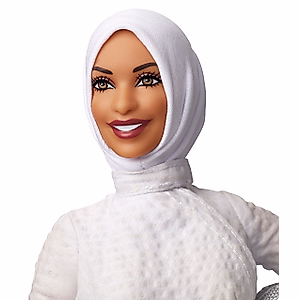 Barbie Ibtihaj Muhammad Doll with Fencing Uniform, Hijab, Sabre and Mask