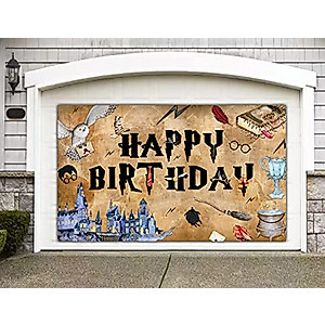 6 X 3.6ft Wizard Happy Birthday Party Supplies Wizard Birthday Party Backdrop Magical Wizard Birthday Banner Decoration Boys Girls Birthday Decoration Wizard School Birthday Decoration
