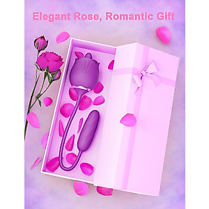 Rose Sex Stimulator for Women,4 in1 Sex Toys,Vibrator Dildo with 9 Tapping & 9 Thrusting,Tongue Licking Anal Adult Women Sex Toy for Clit Nipple Licker G Spot Stimulation for Women Couples