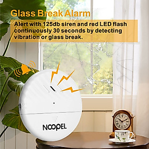 Glass Break Sensor 5 Pack, 125DB Loud Window Alarm Vibration Sensors, Burglar Intruder Entry Alert for Indoor Home Office Security