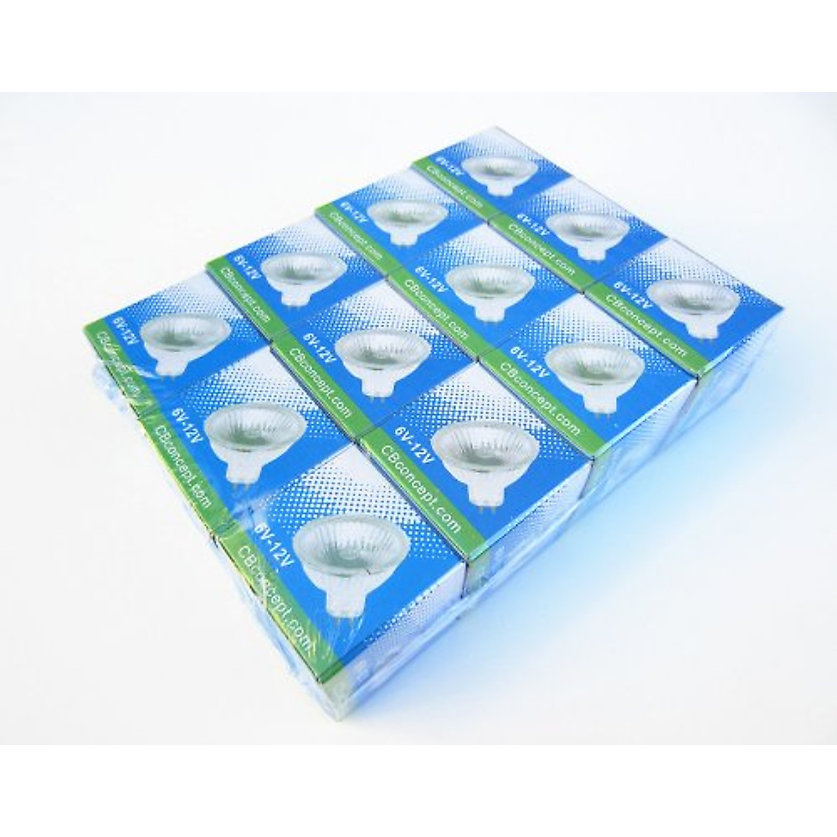 CBconcept - 10 Bulbs - 12 Volt, 20 Watts, MR11, UV Glass Face, G4 Bi-Pin Base FTD Flood Halogen Light Bulb, for Chandelier, Track Light,Fiber Optic Light, RV, Landscape Lighting - Designed in CA