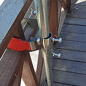 JINHAN Outdoor Umbrella Holder | Stainless Steel Umbrella Clamp | Attach to Railing, Fence, Bleachers, Benches, Tailgates and More