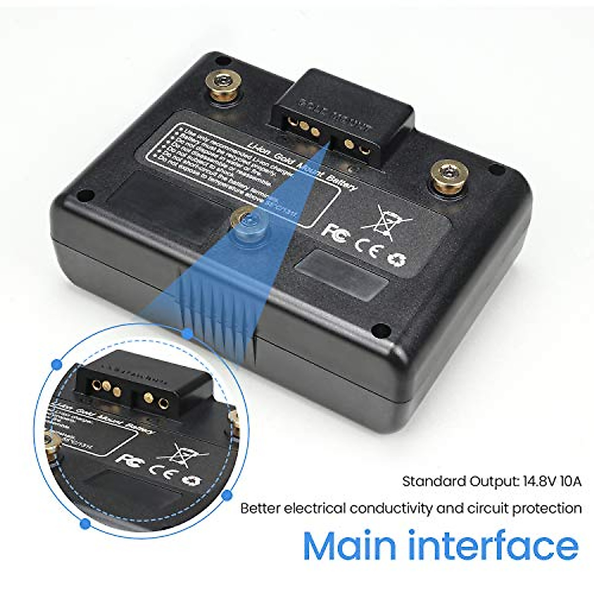 REYTRIC 155Wh(10500mAh) Gold Mount Battery with D-tap Charger and D-Tap Output Cable for DSLR Camera Camcorder Broadcast LED Light Replacement Brick