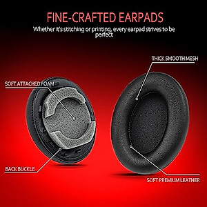 Krone Kalpasmos Professional Replacement Earpads for Sony WH-1000XM3, Compatitable with Sony WH-1000XM3 Noise Cancelling Headphone Luxury Soft Leather Memory Foam Black