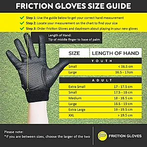 Friction Gloves - Ultimate Frisbee Gloves - Rubberized Palm & Fingers for Amazing Grip in All Conditions - Play Your Best in Any Weather - (Adult XXL)