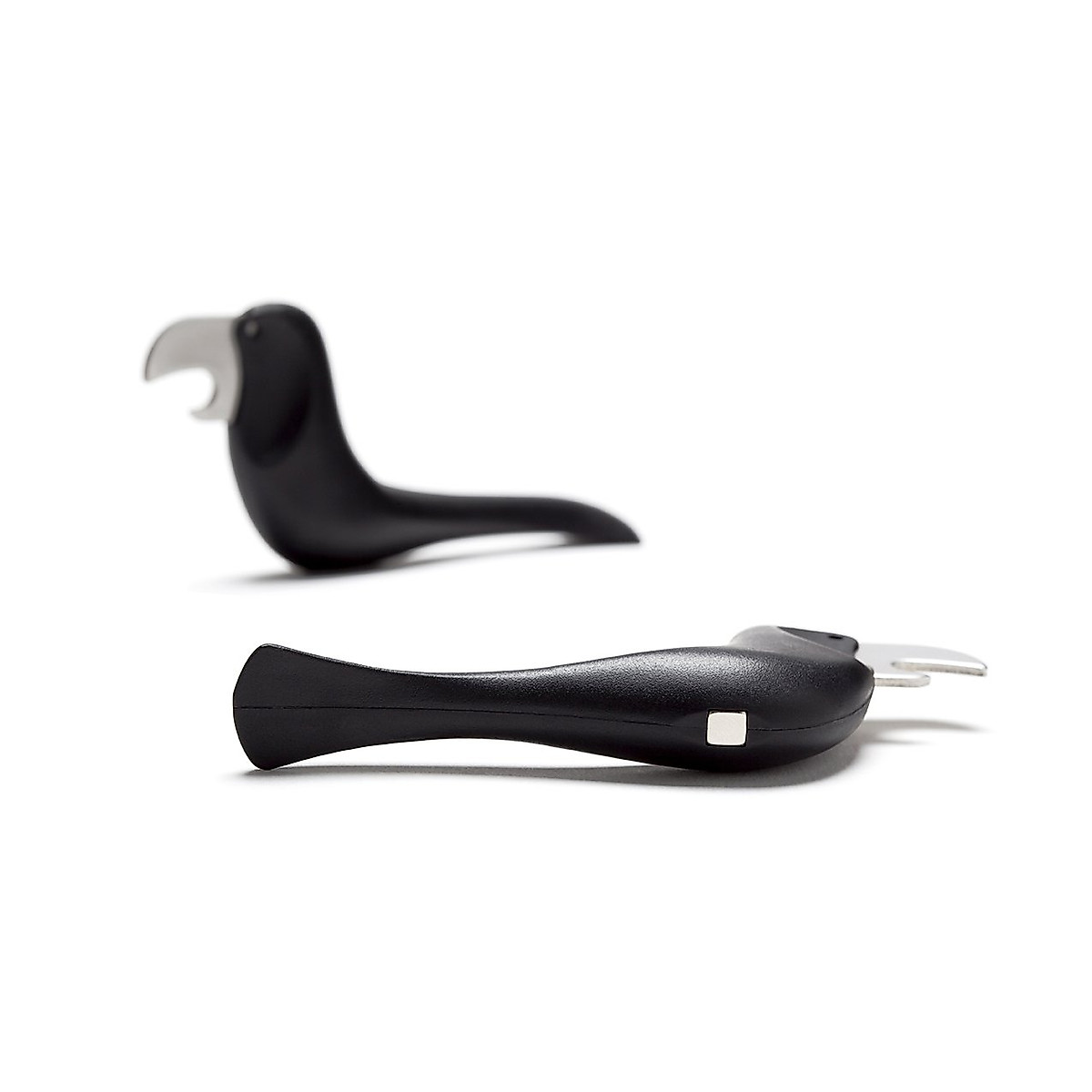 Peleg Design Beerdy, Original Bird-Shaped Bottle Opener with Magnetic Bottom, Black with Stainless Steel Beak as Metal Cap Opener and Tail Handle