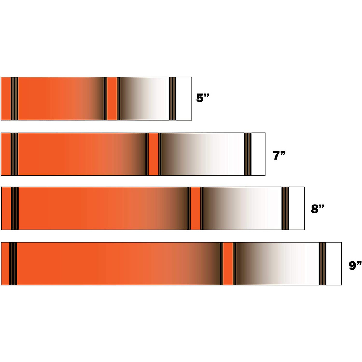 White Water Archery Non-Laminated Orange Background Brown Fade Traditional 15 Crest Arrow Wraps 15 pk Choose Length Width (7, 1)