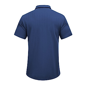 COOFANDY Men's Wrinkle Free Button Down Shirt Short Sleeve Business Casual Untucked Shirts Lightweight Stretch Shirt Navy Blue