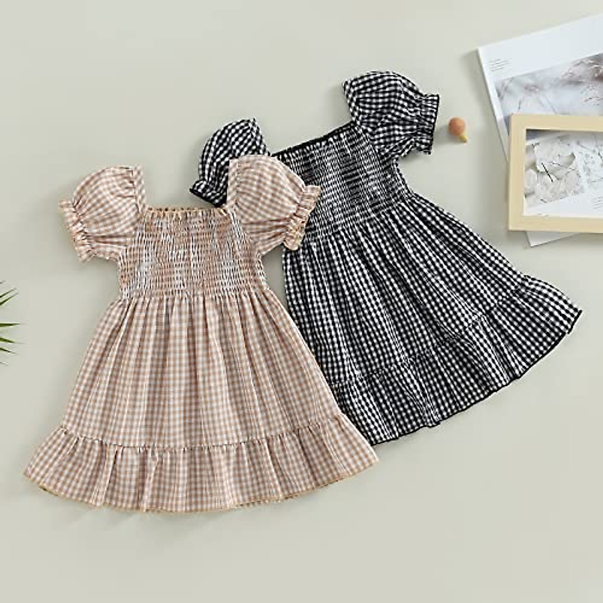 MERSARIPHY Toddler Baby Girl Dress Cotton Linen Baby Dress Sleeveless Sundress Girls Summer Clothes (Khaki Plaid, 3-4 Years)