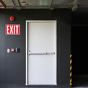 Exit Sign Stickers - Glow in The Dark - 4 pcs, 10" by 7" - Ideal Illuminated Emergency Exit Signs for Business or Office - Photoluminescent and UV Protected - Apply to Door, Wall, Window