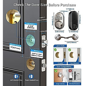 Veise Keyless Entry Door Lock with 2 Lever Handles - Electronic Keypad Deadbolt, Auto Lock, Back Lit & Easy Installation Design, Front Door Handle Sets, Satin Nickel