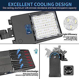 AKK 150W LED Parking Lot Lighting with Adjustable Slip Fitter, 21000LM (140LM/W) LED Parking Lot Lights, 5000K Street Light Dusk to Dawn Photocell, Waterproof LED Shoebox Light for Roadway, ETL Listed