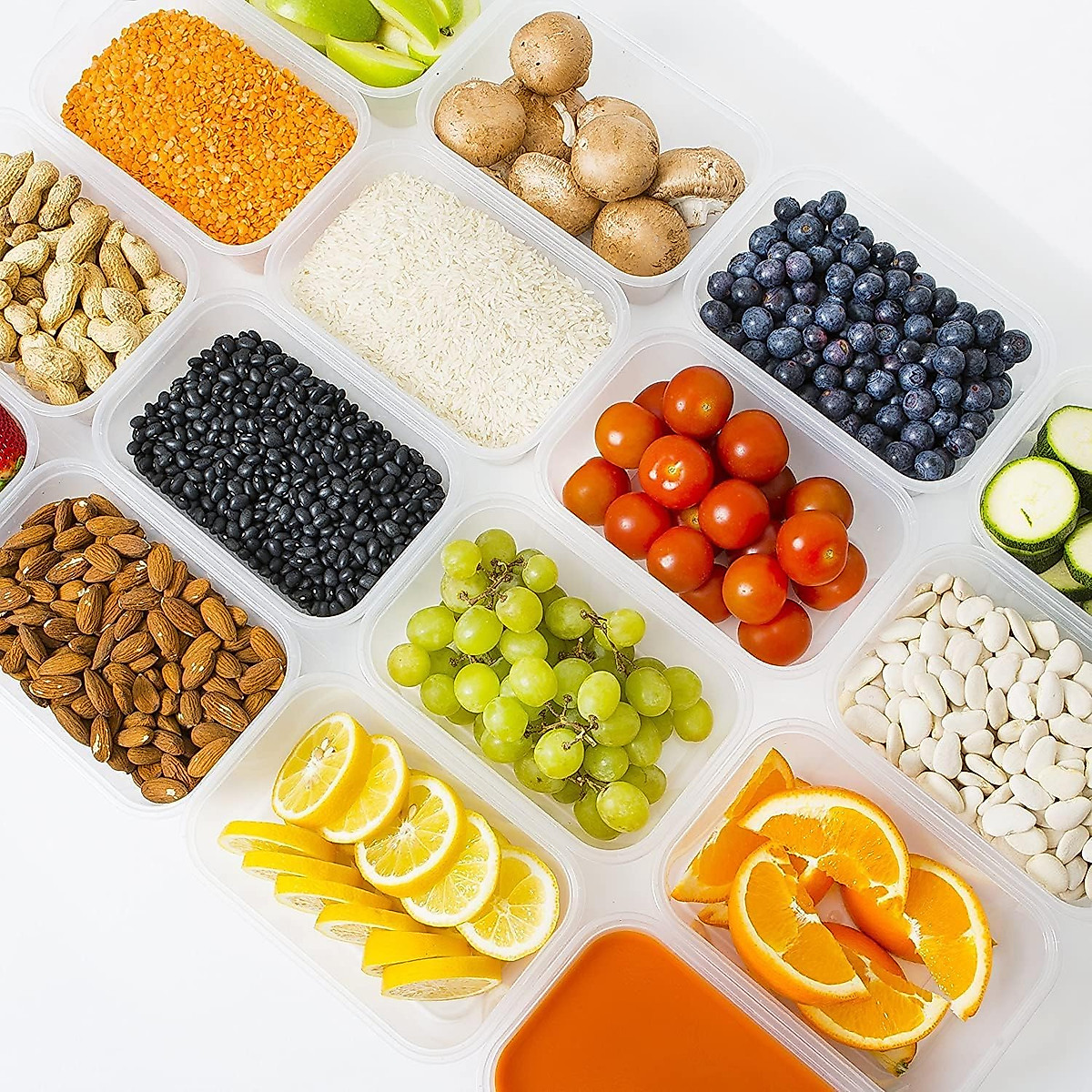 FAMASTON Food Storage Containers Rectangular with Lids 16oz Freezer Deli Cups BPA-Free Leakproof Clear Takeout Container Meal Prep Microwavable, Airtight Lids - 12 Pack