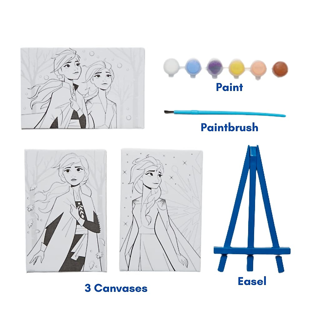 Disney Frozen 2 Paint Set for Kids Elsa Painting Set with 3 Canvases