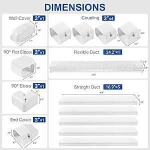 KuriProtect 3"W 10Ft Decorative PVC Line Set Cover Kit for Mini Split Lineset Cover Kit for Air Conditioner & Heat Pump (White)