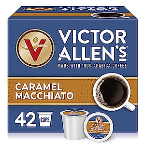Victor Allen's Coffee Caramel Macchiato Flavored, Medium Roast, 42 Count, Single Serve Coffee Pods for Keurig K-Cup Brewers