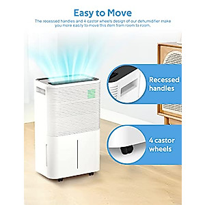 ZAFRO Dehumidifiers for Home, Bathroom, Bedroom, 45 Pints (50 Pint Under 90°F/90% RH) Dehumidifier with Auto Defrost, 4L Water Tank, 3 Colors LED Light, White