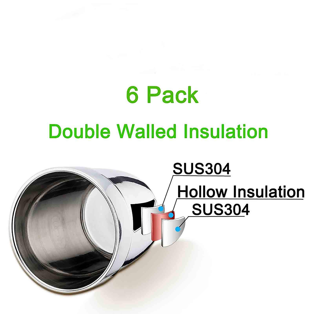 TeamFar Toddler Cups, 6 oz Toddler Insulated Cups Tumbler Mug Stainless Steel for Kids Preschooler Camping Travel, Safe & Healthy, Double Walled & Dishwasher Safe - Set of 6