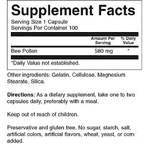 Nature's Blend Bee Pollen 580 mg 100 Capsules
