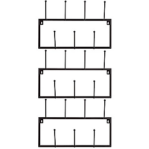 MyGift Wall Mounted Brown Metal Coffee Mug Holder, Hanging Coffee Bar Accessory Rack with 7 Hooks, Set of 3 - Holds 21 Mugs