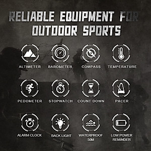 CakCity Military Watches with Compass for Men Tactical Watch Outdoor Sports Watches for Men Hiking Digital Wrist Watch with Barometer,Altimeter,Step Counter