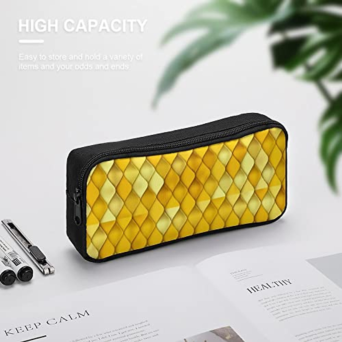Gold Fish Scale Pencil Case Pencil Pouch Coin Pouch Cosmetic Bag Office Stationery Organizer