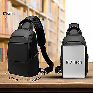 Messenger Bag for Men,Small Black Sling Crossbody Bags,Waterproof Daypacks,Hiking Biking Shoulder Bag