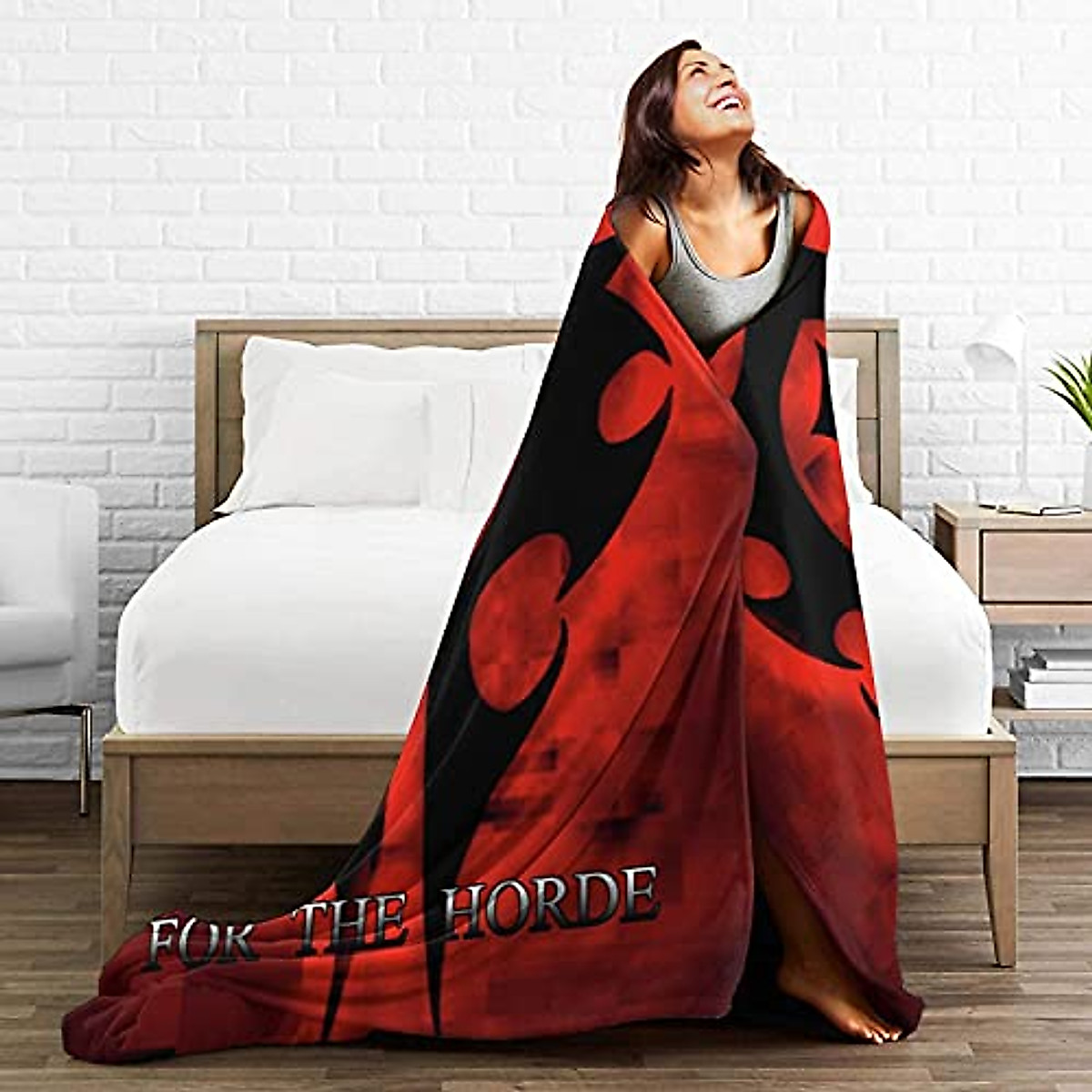 for The Horde World of Warcraft Throw Blanket Soft Micro Microfiber Light Weight Warm Fleece Throw Blanket Three Sizes (Black, 80"x60")