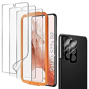 AACL Galaxy S22 Plus Screen Protector with Camera Lens Protector for Samsung Galaxy S22 Plus 5G,6.5Inch hybrid flim[7H][Fingerprint Unlock][Anti-Scratch][3 Pack + 2 Pack]