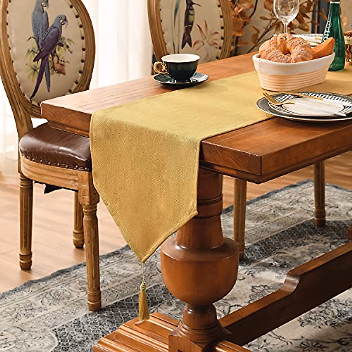 Table Runner Gold Long 72/96/108 Inches Linen Runners for Party Wedding