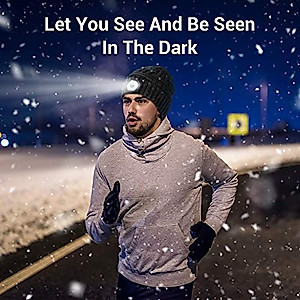LED Beanie Hat with Lights, Gifts for Men Women Stocking Stuffers for Men Christmas Birthday Gift Idea for Dad Husband Him Teens Adults, Soft Warm Cap with Headlamp for Fishing Camping Walking